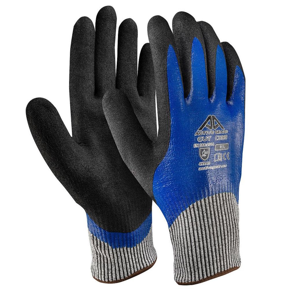 Gant enduction totale en nitrile bleu et noir Active Cut C3190