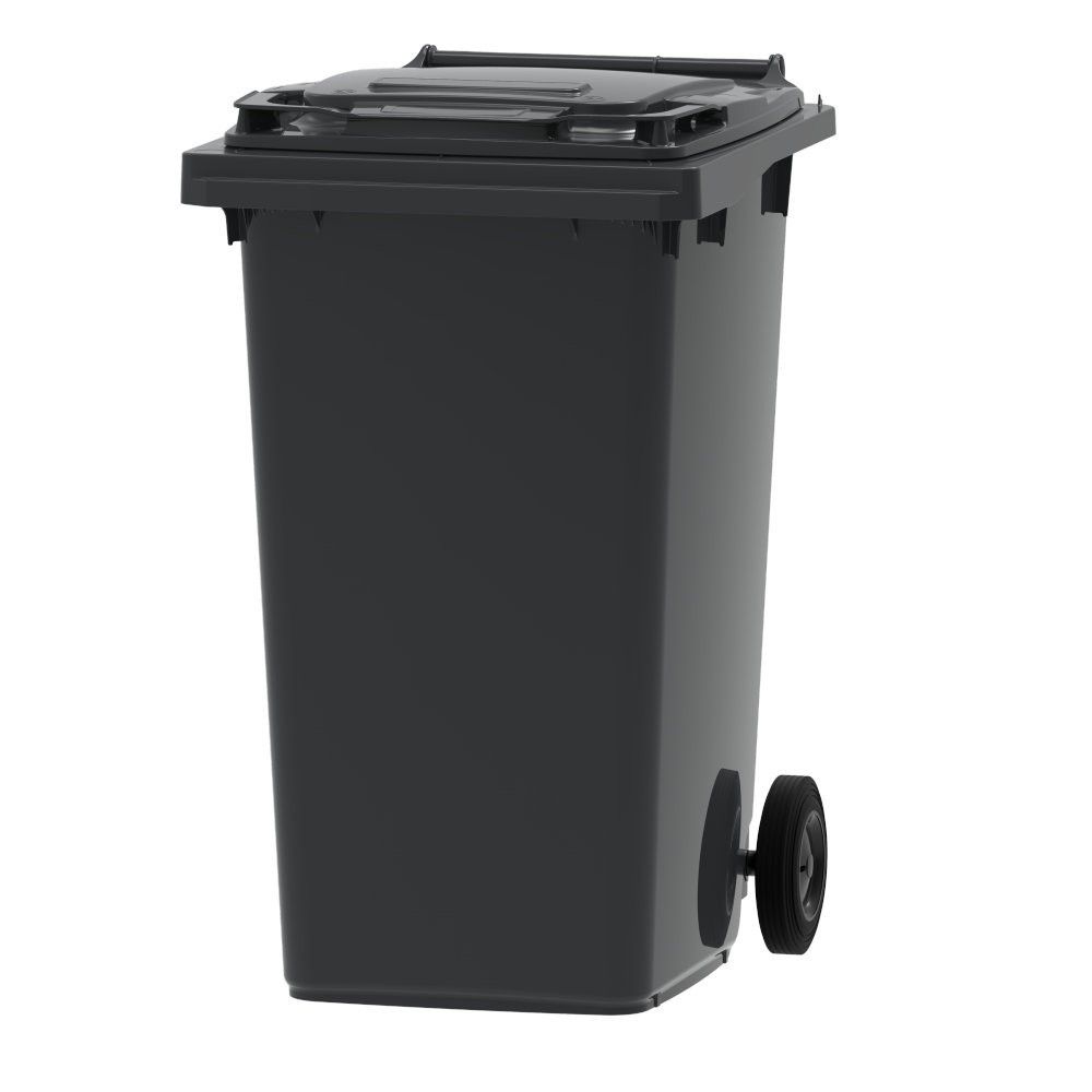Bac poubelle à déchets 2 roues 240 litres gris couvercle gris